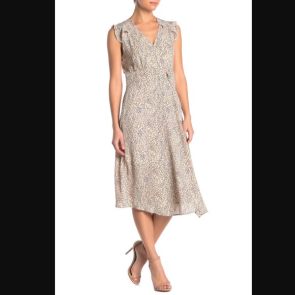Socialite | Dresses | Socialite Confetti Print Faux Wrap Midi Dress ...